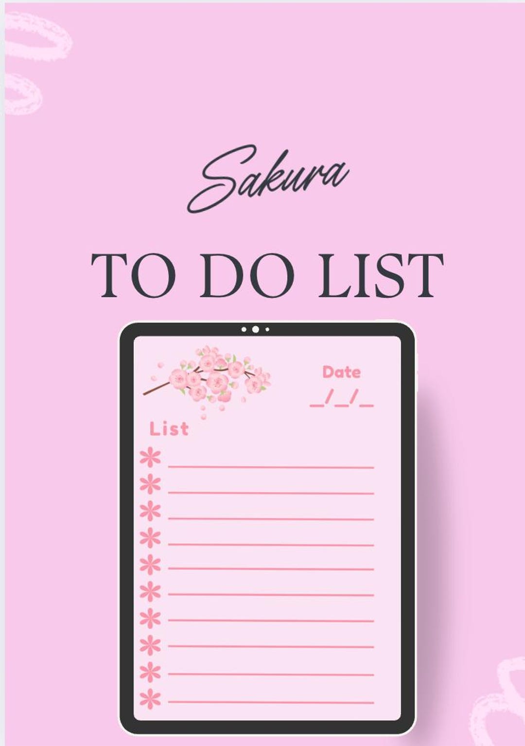 Cherry Blossom Digital To-do List | Soft Pink Aesthetic Planner ...
