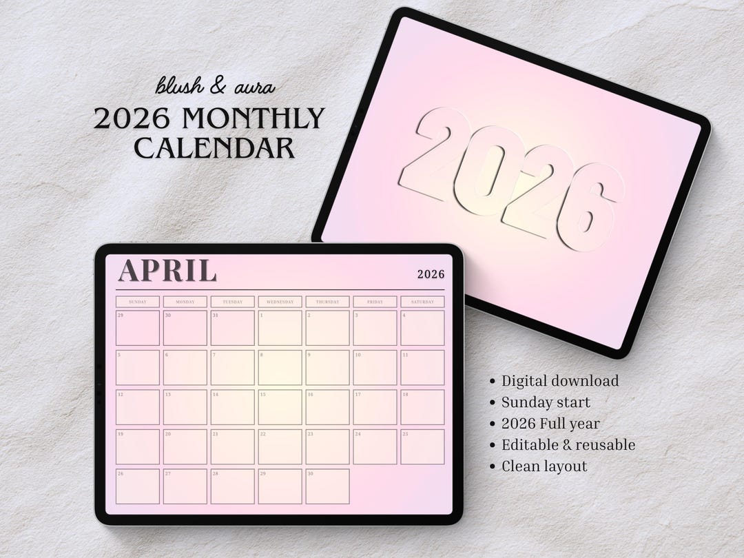2026 Blush & Aura Digital Calendar - Etsy
