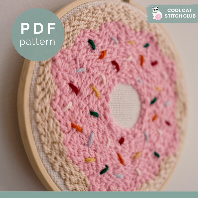 Delicious Donut Punch Needle PDF Pattern – Food Design, Modern ...