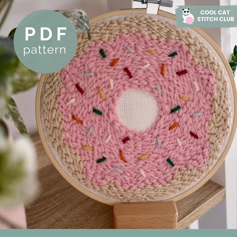 Delicious Donut Punch Needle PDF Pattern – Food Design, Modern ...