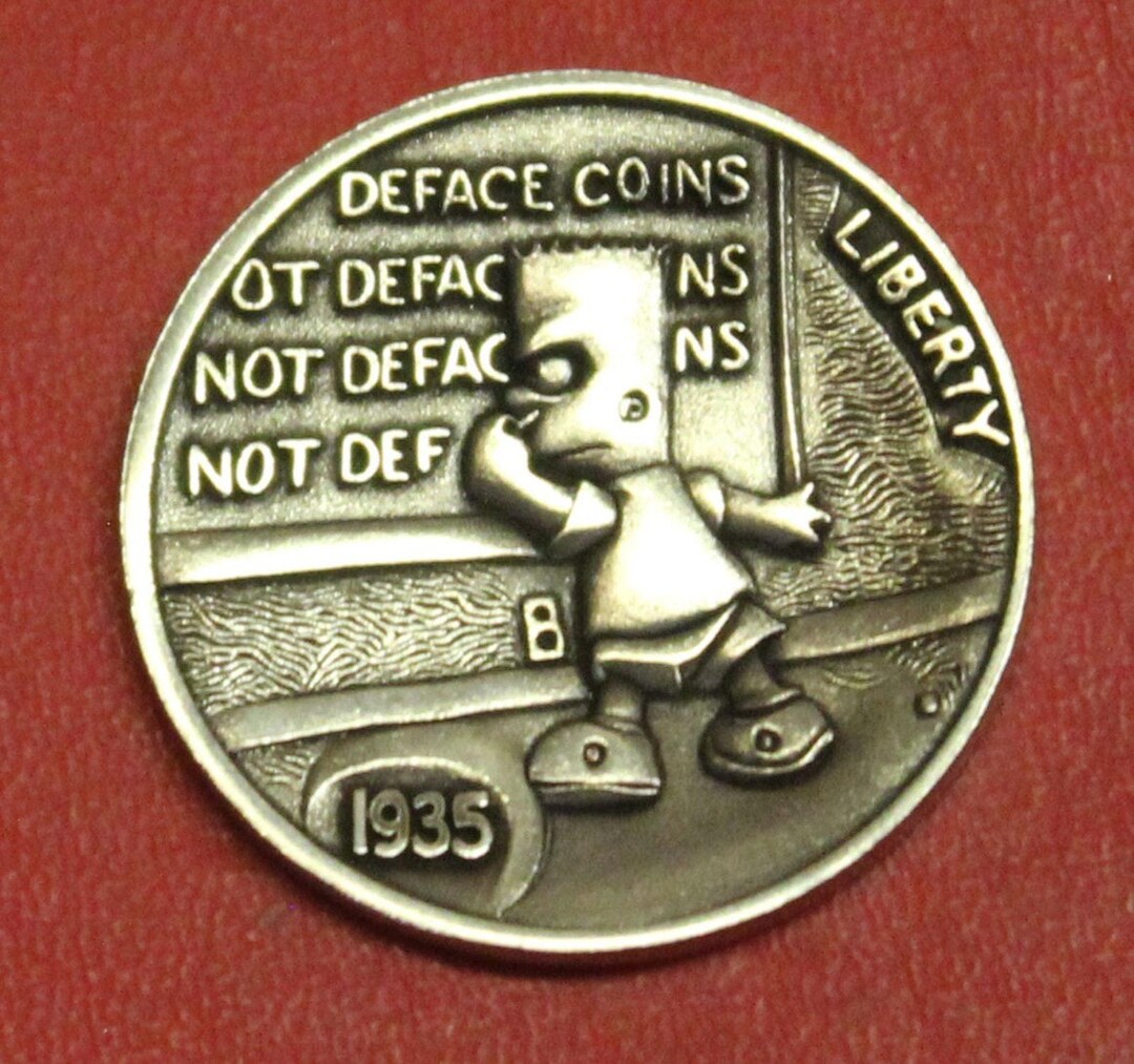 HOBO Buffalo Nickel Bart Simpson Made From a Real US Buffalo Nickel - Etsy