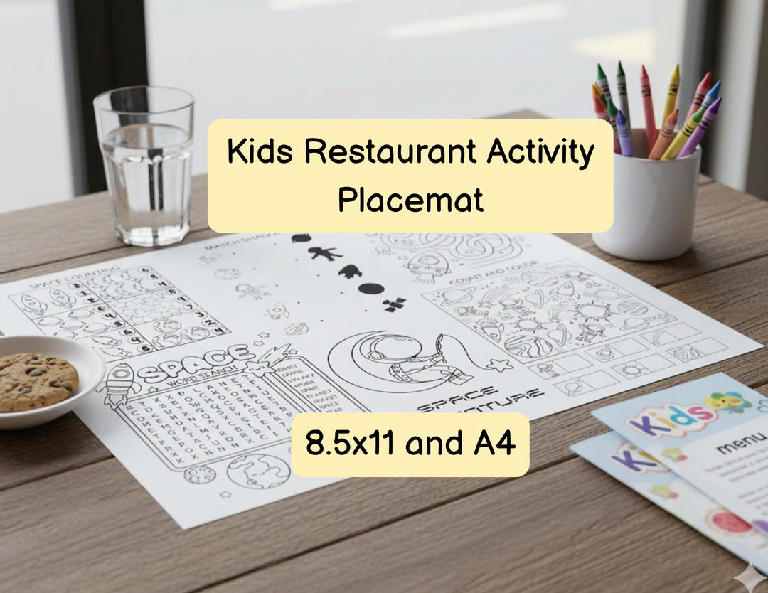 Space Kids Activity Placemat Printable, Restaurant Coloring Placemat ...