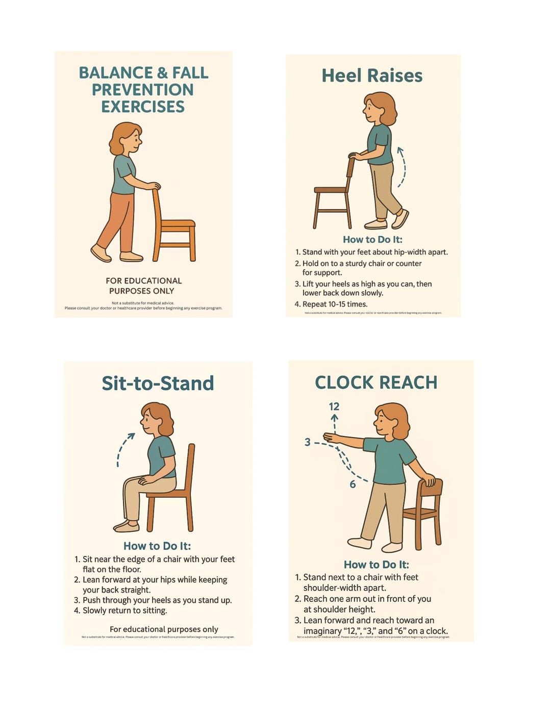 Balance & Fall Prevention Exercises | Printable Movement Guide | 8-page ...