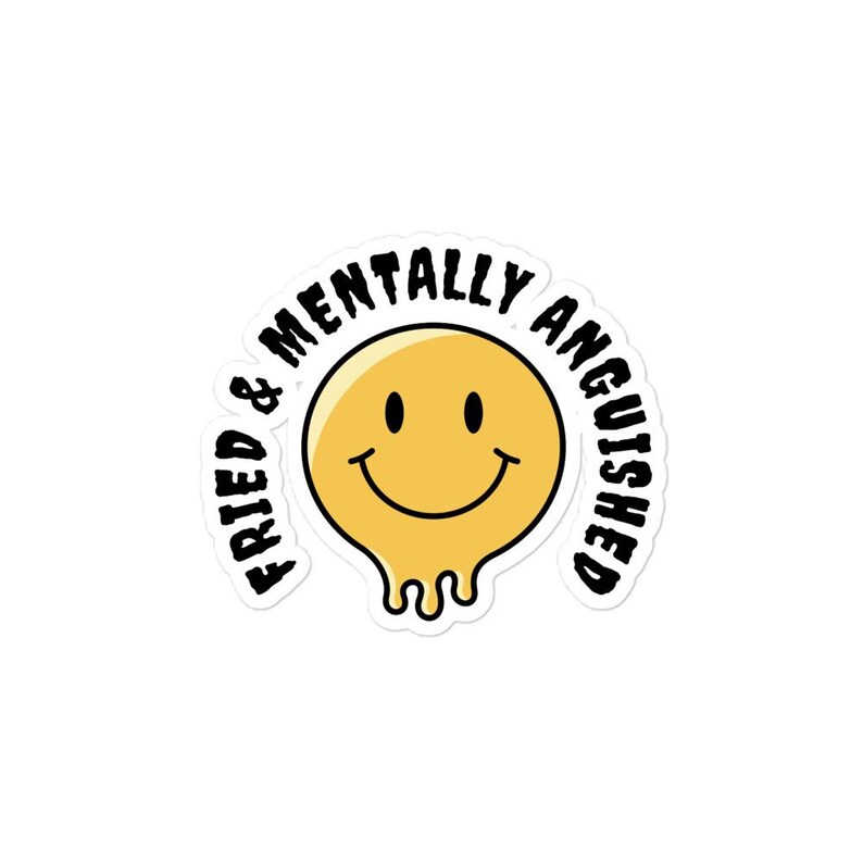 Melting Smiley Face Vinyl Sticker • Fried & Mentally Anguished Meme ...