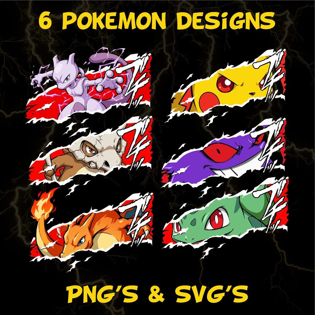 6 Anime Monster PNG SVG Bundle | Ripped Effect T-shirt Design ...
