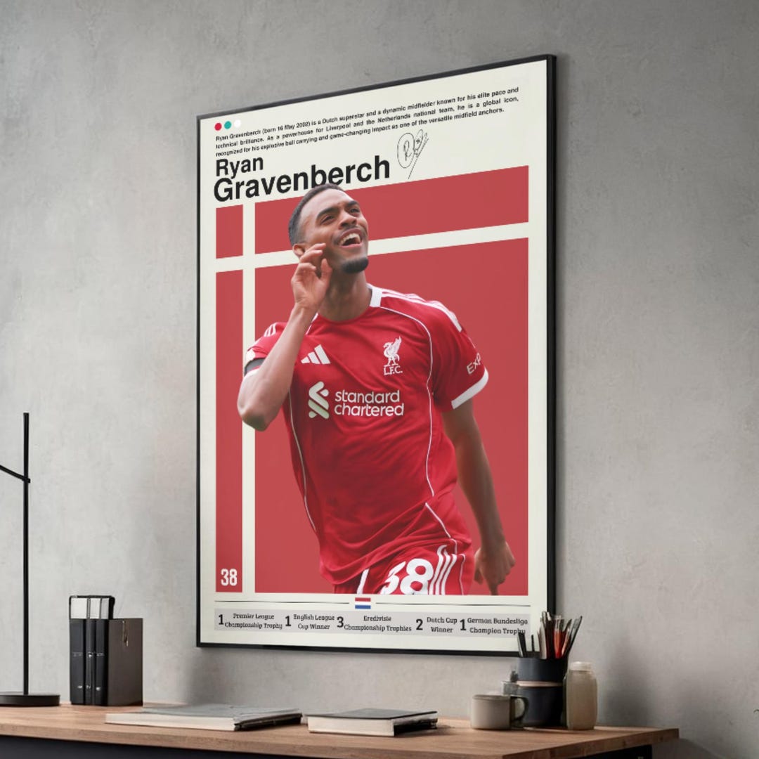 Gravenberch Poster Liverpool FC Football Wall Art Digital Print ...