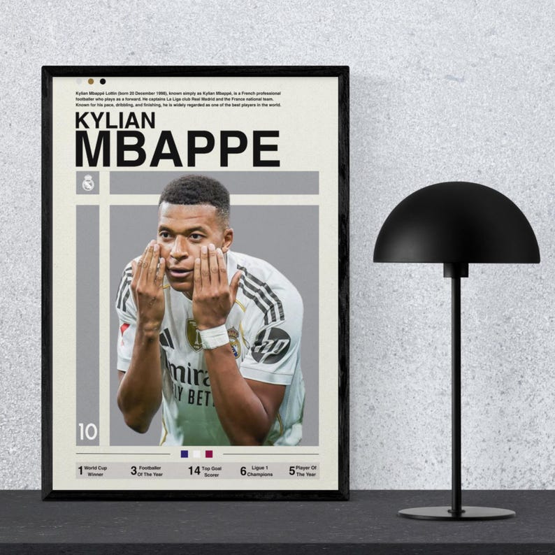 Kylian Mbappe 2026 Wall Art: Real Madrid Poster France Soccer Print ...