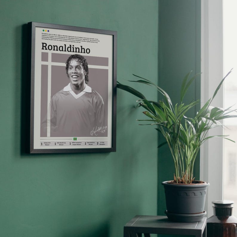 Ronaldinho Brazil World Cup Poster Printable Art Digital Print Football ...