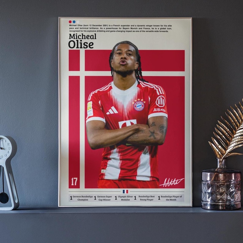 Michael Olise Poster Bayern Munich Soccer Wall Art Digital Print ...
