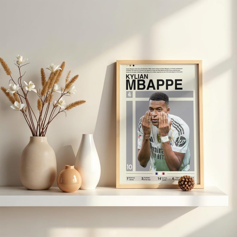 Kylian Mbappe 2026 Wall Art: Real Madrid Poster France Soccer Print ...