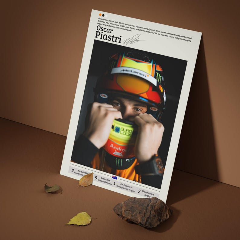 Oscar Piastri Mclaren F1 Racing Poster Wall Art Digital Print Fan Gift ...