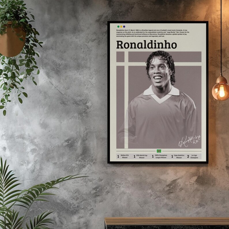 Ronaldinho Brazil World Cup Poster Printable Art Digital Print Football ...