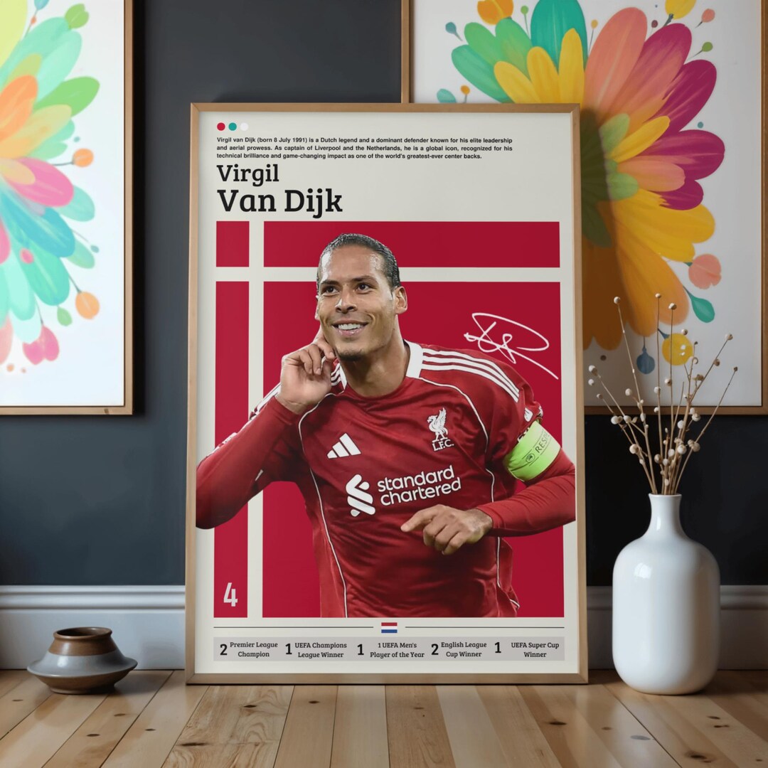 Virgil Van Dijk Poster: Liverpool Wall Art Netherlands 2026 World Cup ...