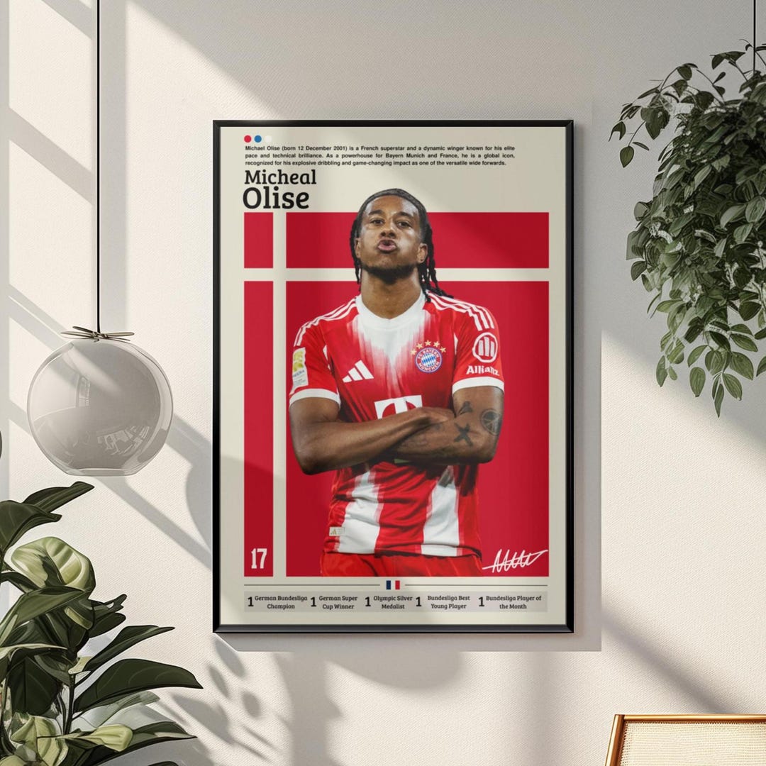 Michael Olise Poster Bayern Munich Soccer Wall Art Digital Print ...