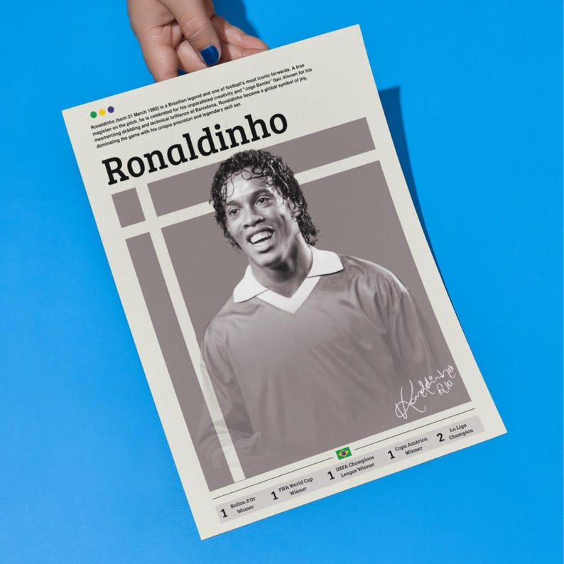 Ronaldinho Brazil World Cup Poster Printable Art Digital Print Football ...