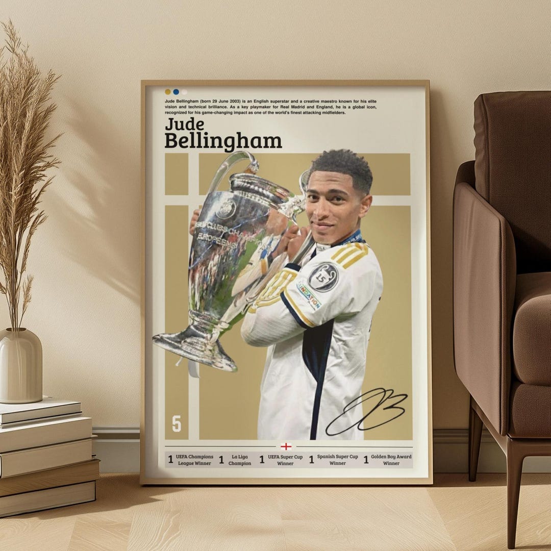 Jude Bellingham Real Madrid Poster: England Soccer Wall Art (digital ...