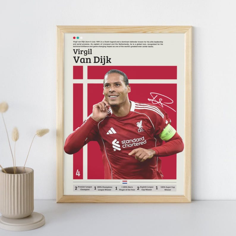 Virgil Van Dijk Poster: Liverpool Wall Art Netherlands 2026 World Cup ...