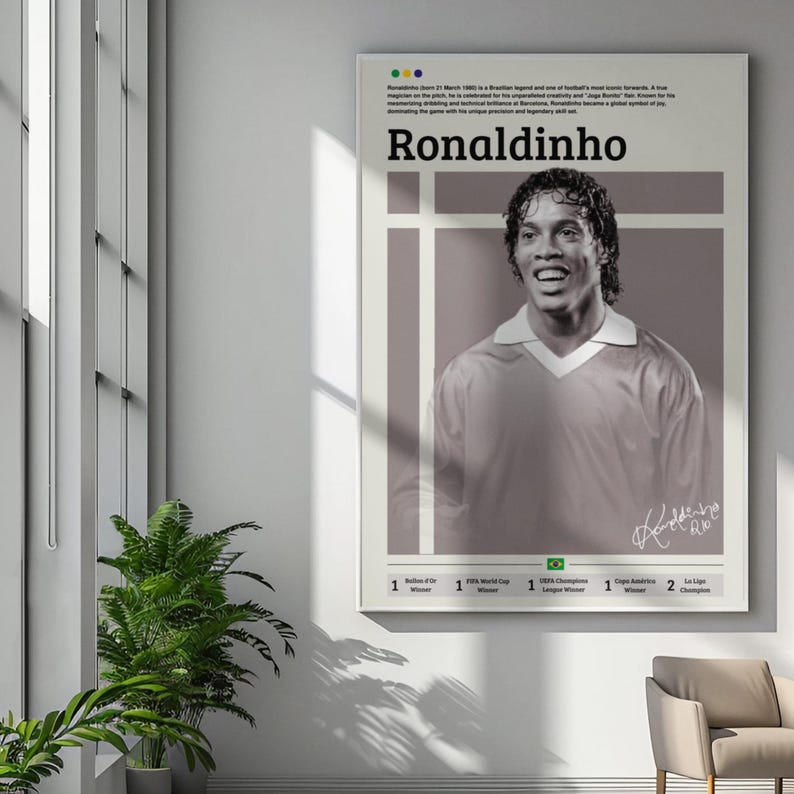 Ronaldinho Brazil World Cup Poster Printable Art Digital Print Football ...