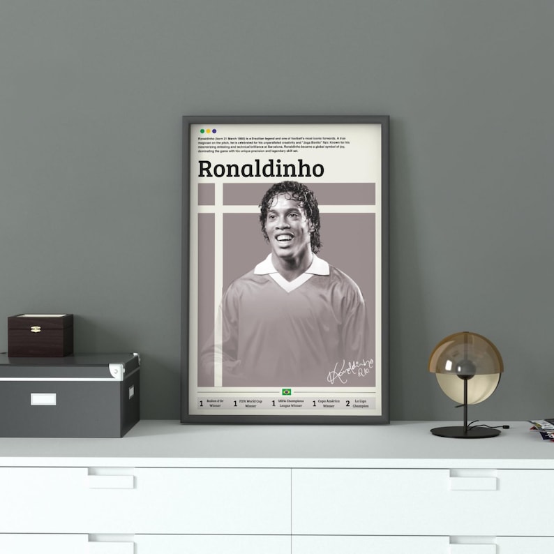 Ronaldinho Brazil World Cup Poster Printable Art Digital Print Football ...