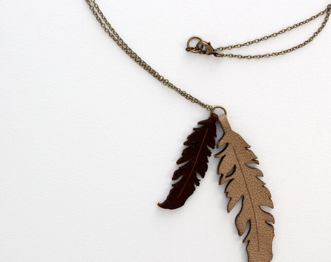 Long Leather Feather Necklace 30 - Etsy