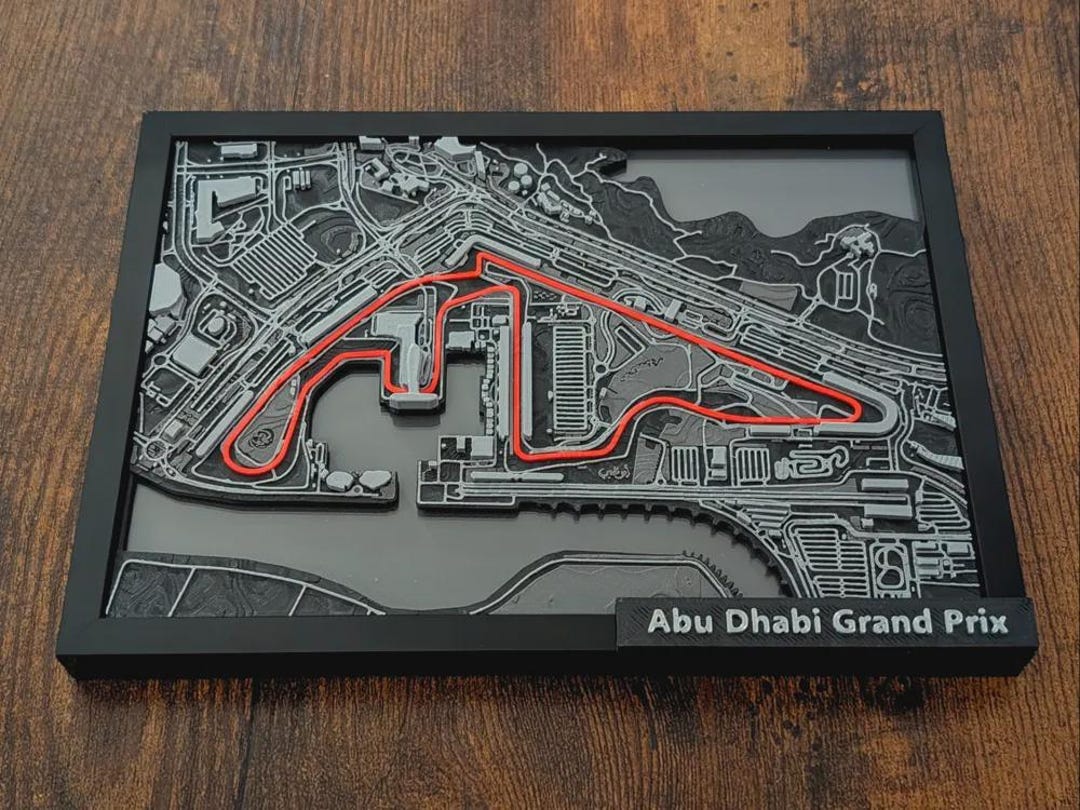 F1 Track Map 3D Print | Formula 1 Circuit Wall Art | 5x7 Framed Track ...