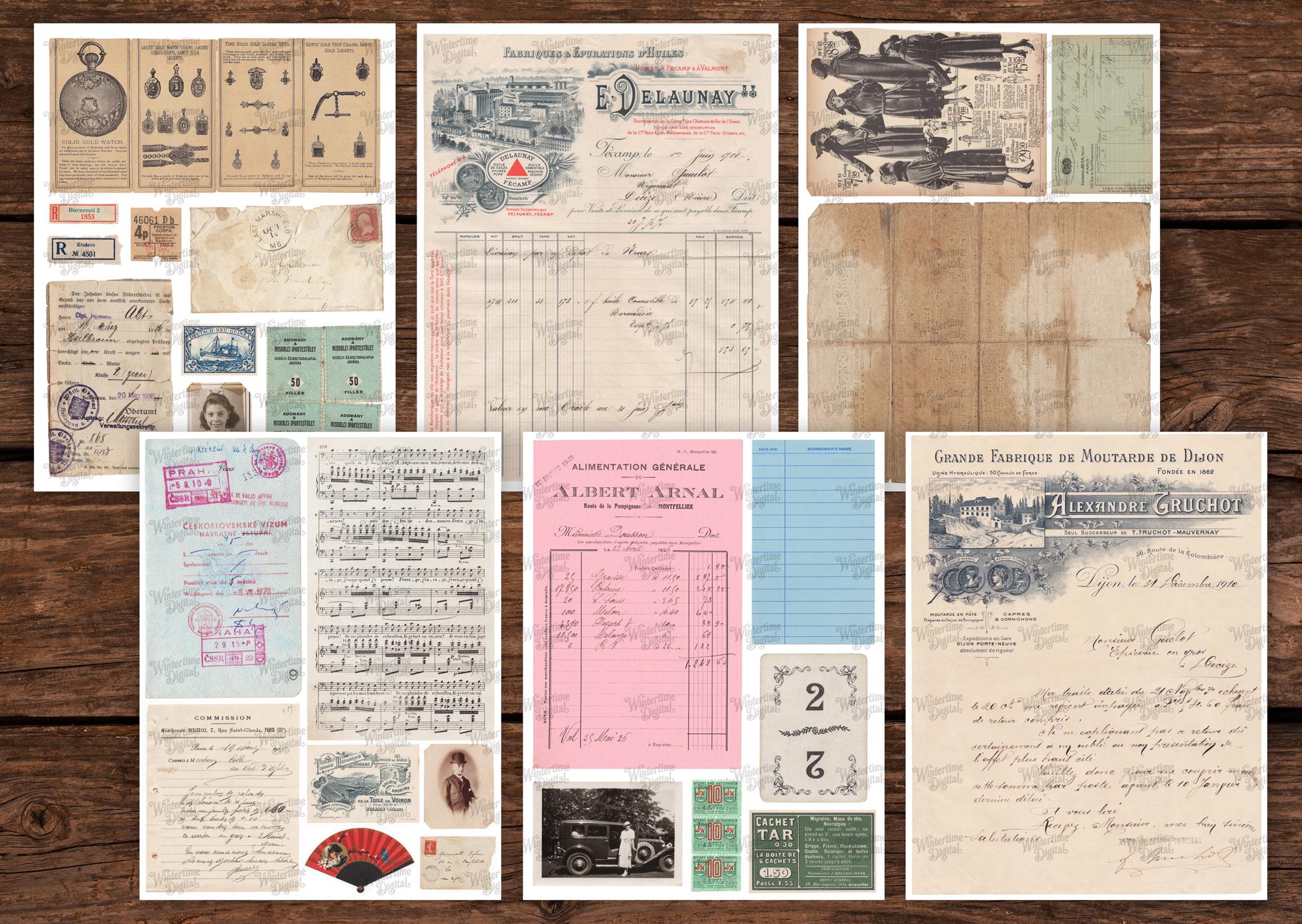 Vintage Ephemera Vol 1 Printable Pack, Digital Set of 15 Pages, Old ...