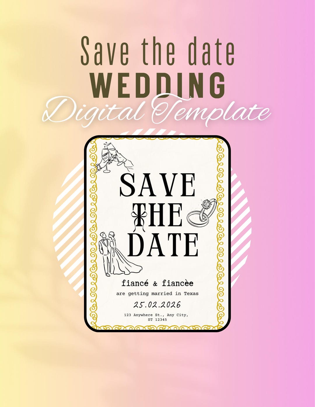 Save the Date Digital Invitation Template - Etsy