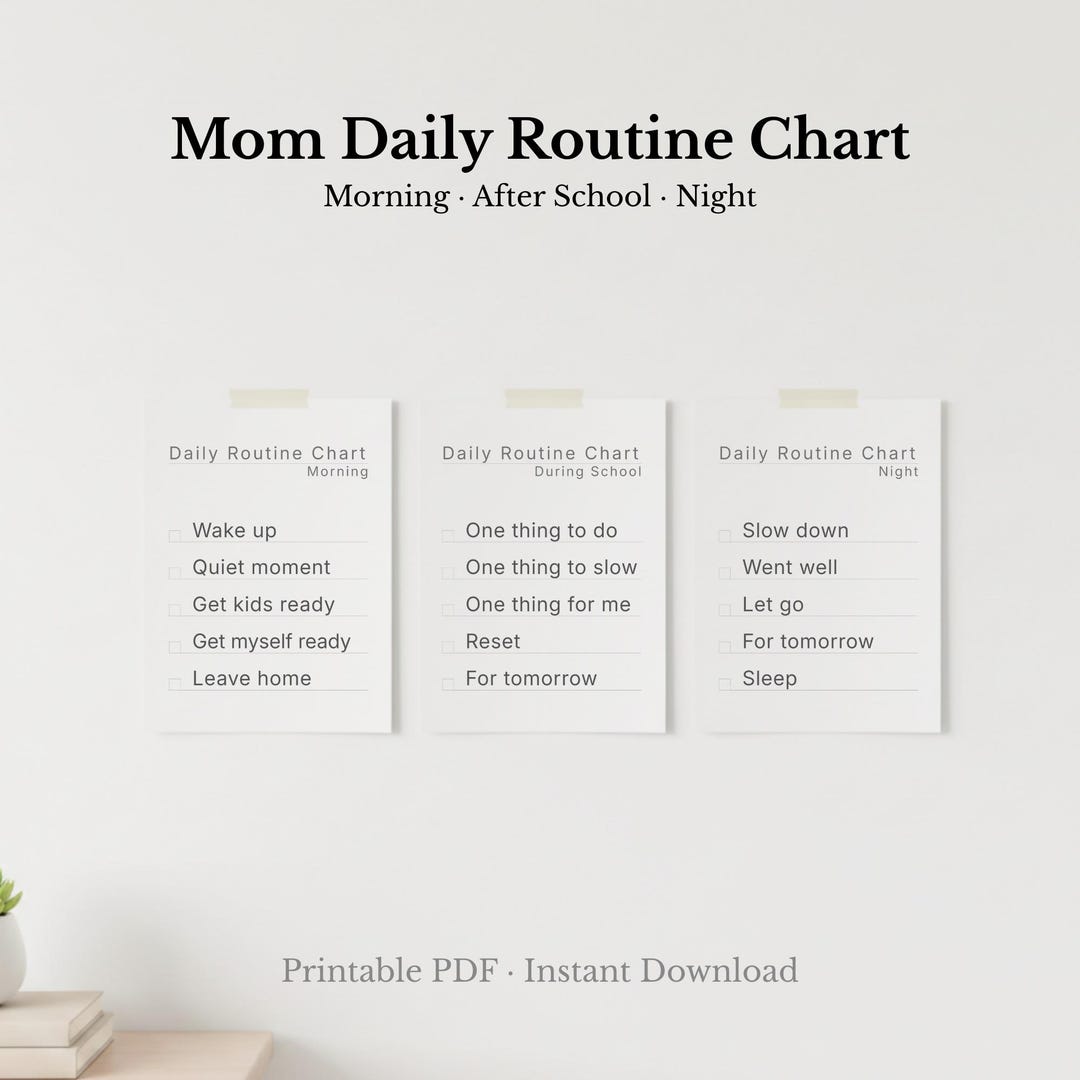 Mom Daily Routine Chart | Calm Printable Schedule (PDF Download A4/US ...