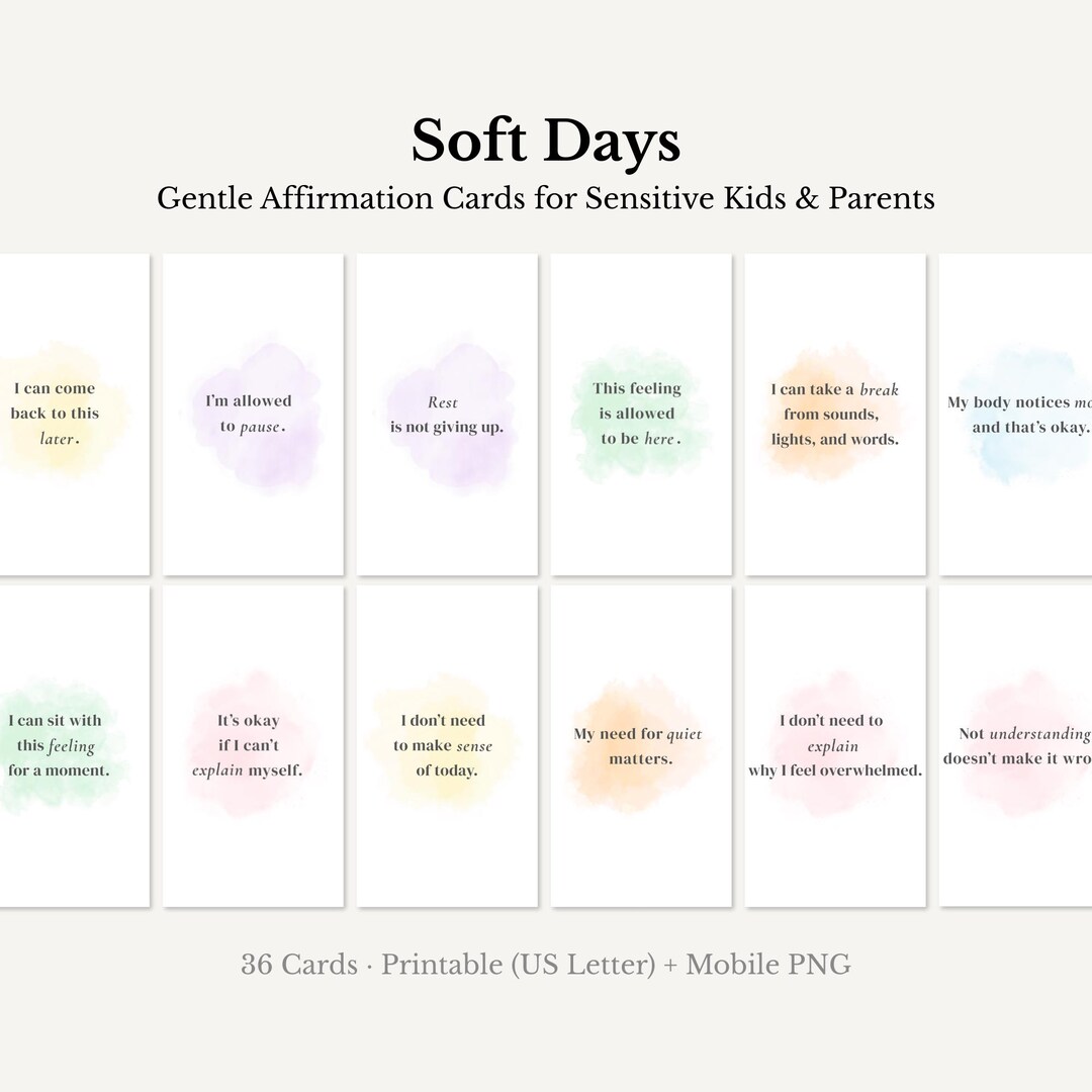 Gentle Affirmation Cards for Sensitive Kids & Parents | Printable (US ...