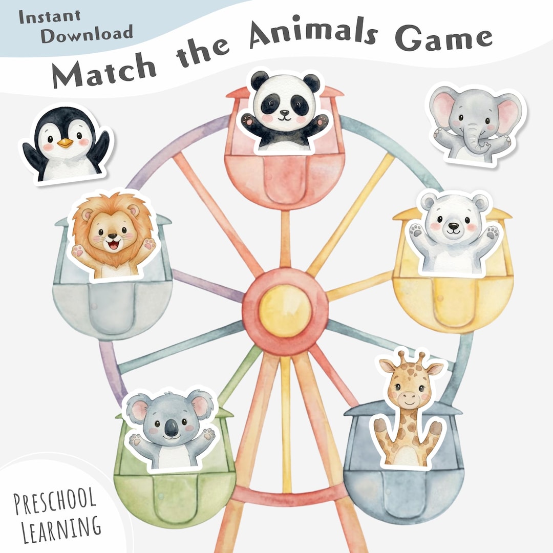 Animal Matching Game, Ferris Wheel Toddler Activity, Preschool Learning ...