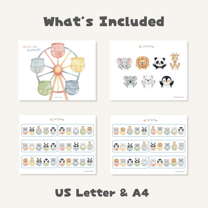 Animal Matching Game, Ferris Wheel Toddler Activity, Preschool Learning ...