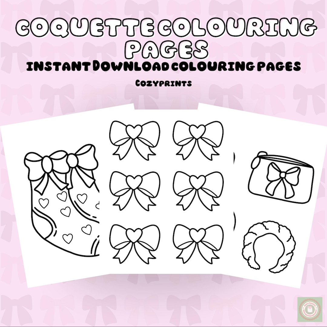 Printable Coquette Colouring Pages | Colouring Set | 5 Printable Pages ...