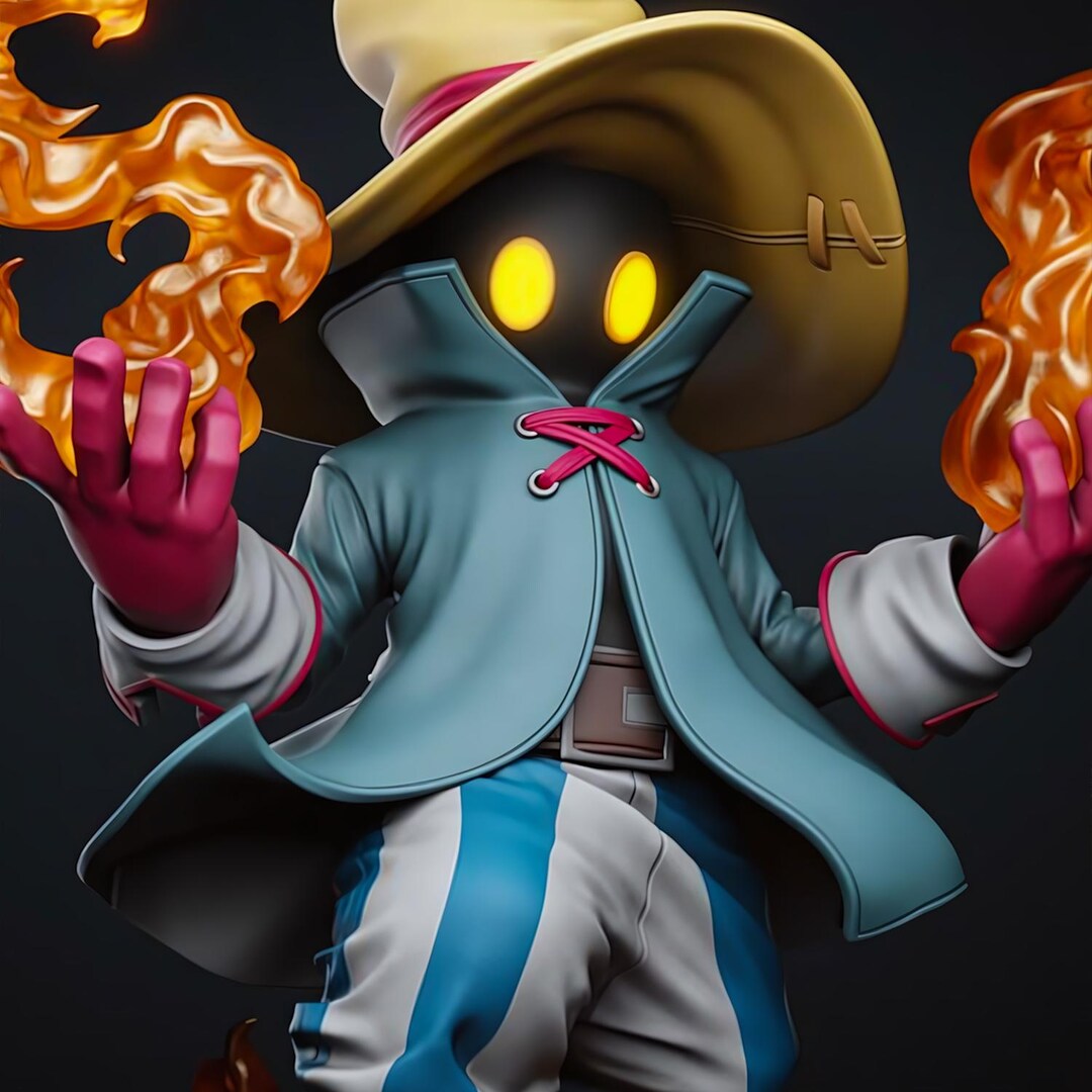Vivi Fanart 3D STL | 1/7 Scale | Fire Spell Casting Pose With Magical ...
