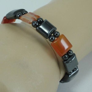 Ladies Magnetic Magnetite Lodestone Double Bracelet, Orange Carnelian ...