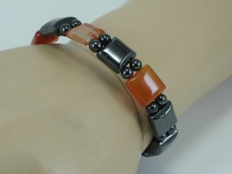 Ladies Magnetic Magnetite Lodestone Double Bracelet Orange - Etsy Canada