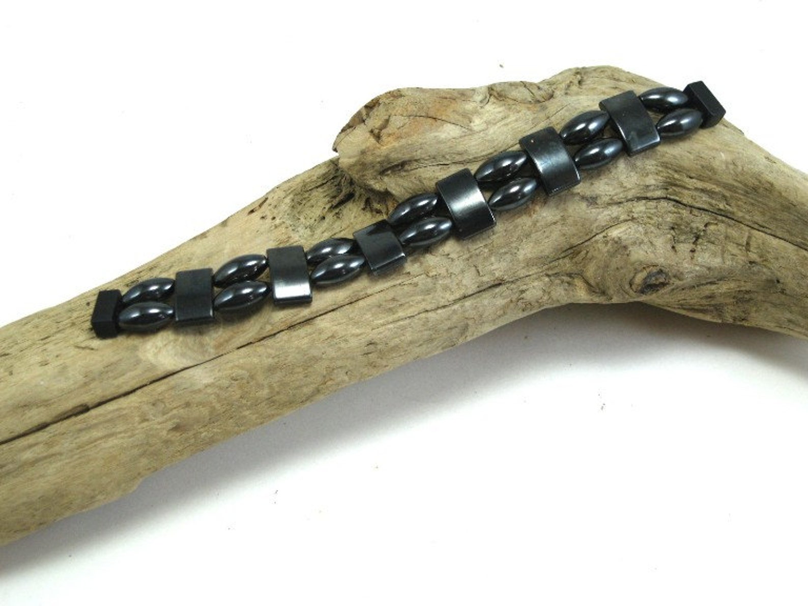 Men's Magnetic Magnetite Lodestone Double Bracelet Black - Etsy Canada