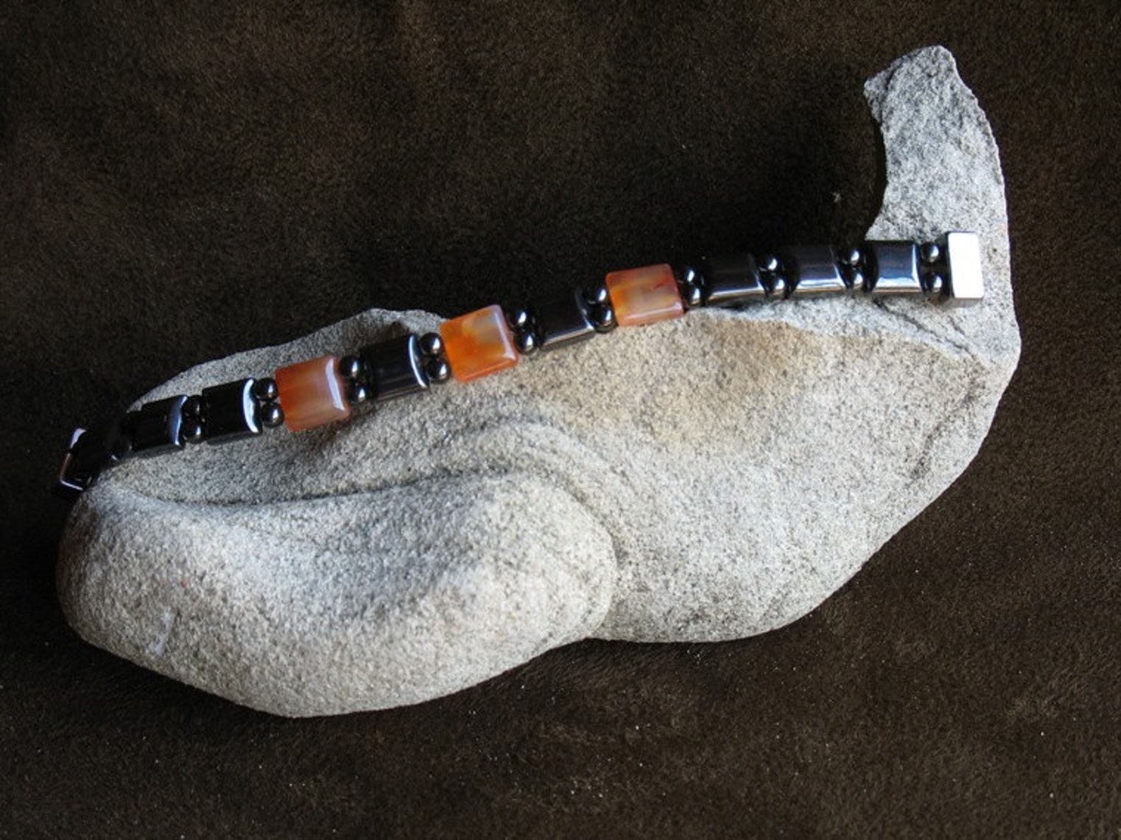 Ladies Magnetic Magnetite Lodestone Double Bracelet Orange - Etsy Canada