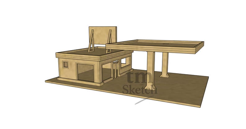 1/64 Scale Gas Station Digital DXF File | MDF Laser Cut DIY Fuel ...