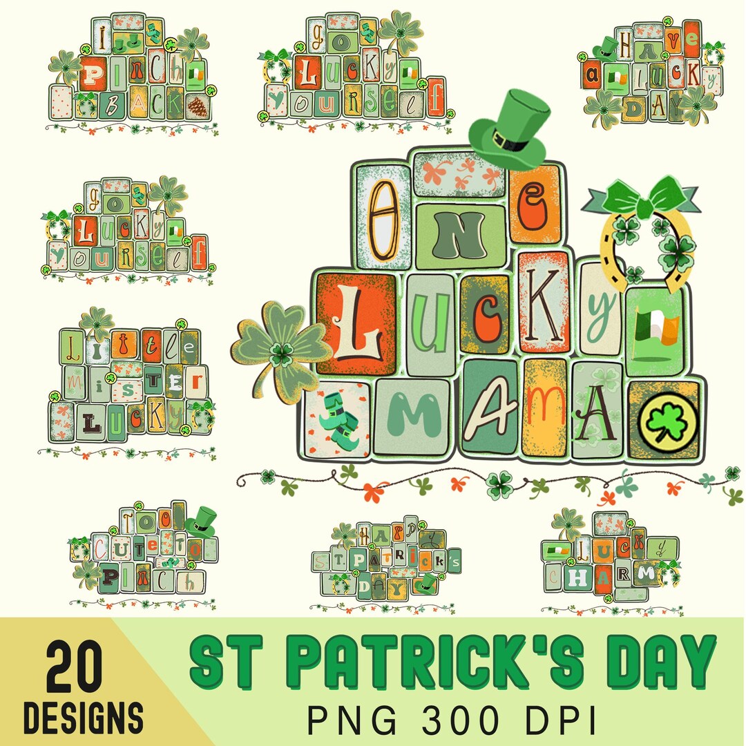 St Patricks Day PNG Bundle | Retro Happy Lucky Designs | Irish Vibes ...