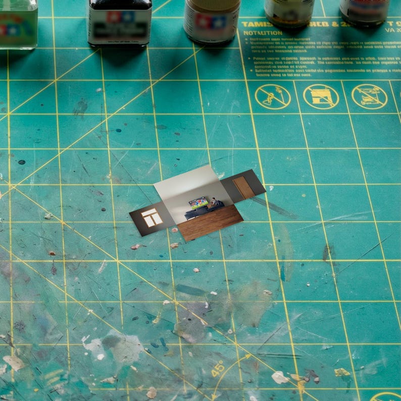 N Scale 1:160 Printable Interior Diorama • Man Watching Football ...