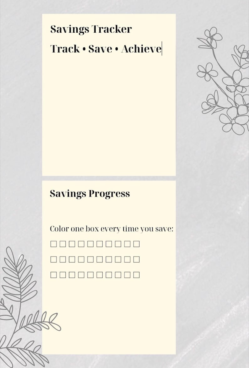 Savings Tracker Printable | Savings Goal Tracker PDF | Minimal Savings ...