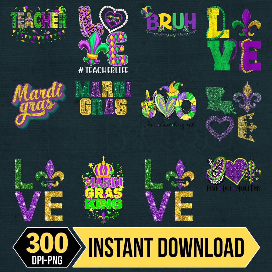 Mardi Gras SVG PNG Bundle, Carnival Party Clipart, Masquerade, Fat ...