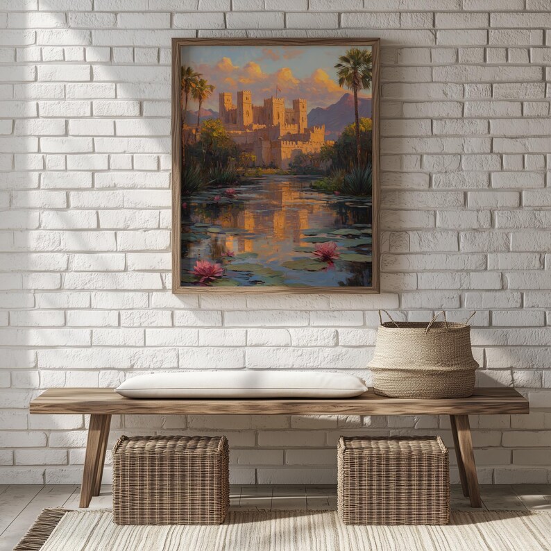 Fantasy Castle Sunset Painting, Romantic Architecture Art (digital ...