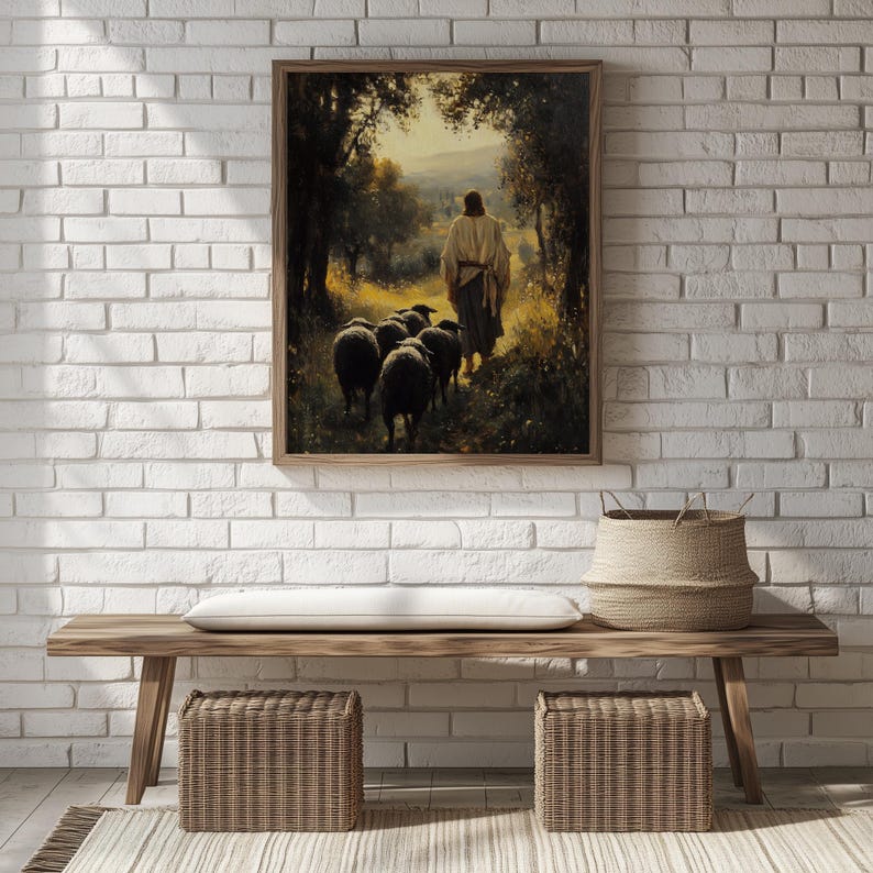 Religious Printable Art - Jesus as the Good Shepherd Painting, Serene ...