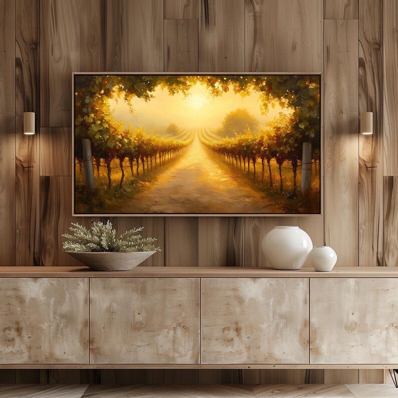 Rustic Italian Vineyard Path Frame TV Art, Landscape TV Art, Romantic ...