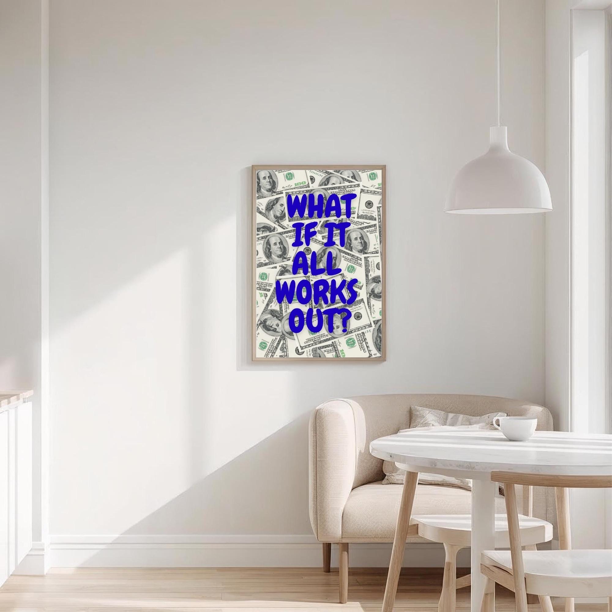 What If It All Works Out – Motivational Money Wall Art | Manifestation ...