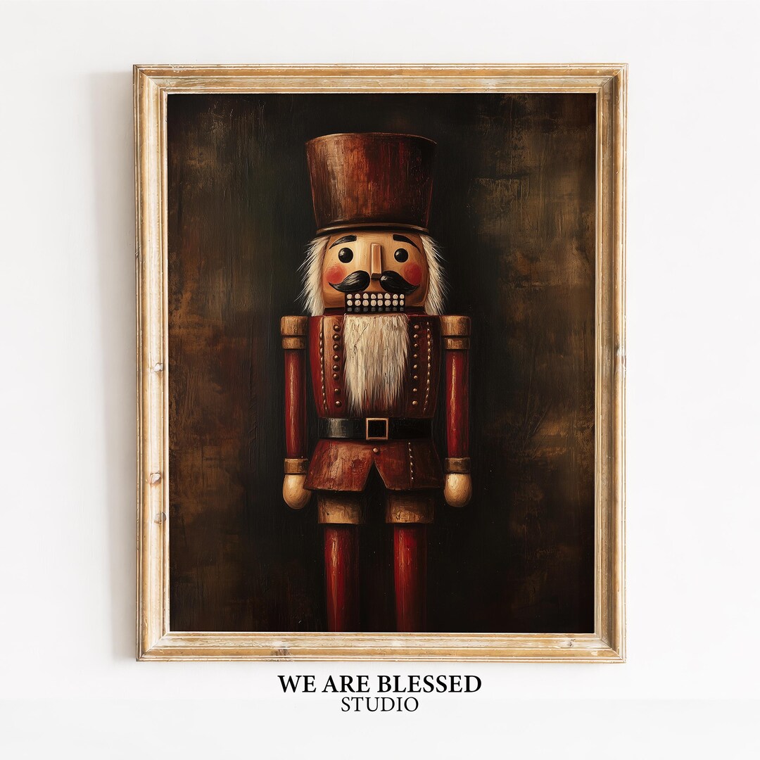 Vintage Wooden Nutcracker Art - Antique Holiday Decor, Realistic Rustic ...