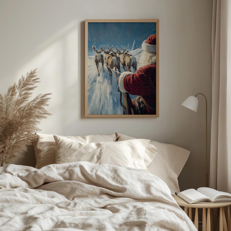Reindeer Sleigh Ride Christmas Art Print – Santa's View (digital ...