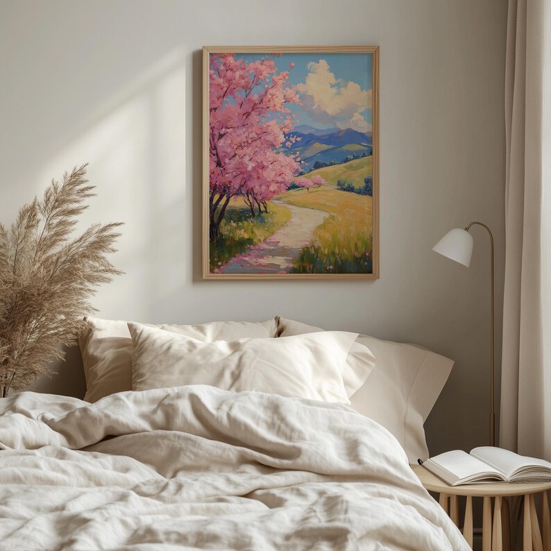 Cottagecore Spring Orchard Printable Art - Sunlit Pink Blossoms ...