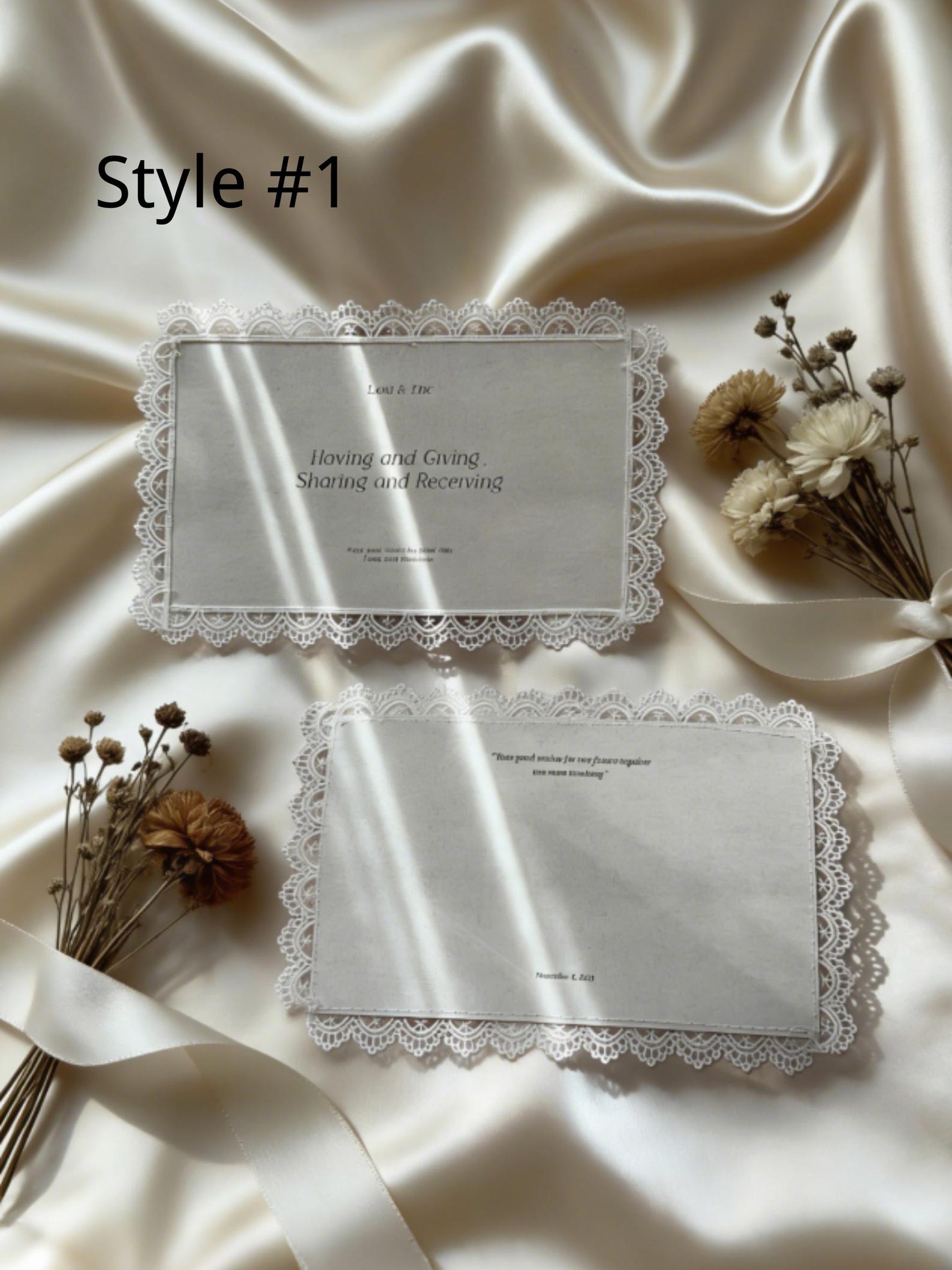 Custom Lace Wedding Invitations, Rustic Bridal Paper, Set of 10 - Etsy